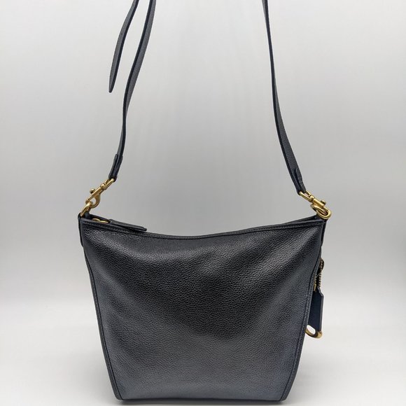 Coach | Bags | Coach Pebbled Leather Shoulder Crossbody Bag Black ...